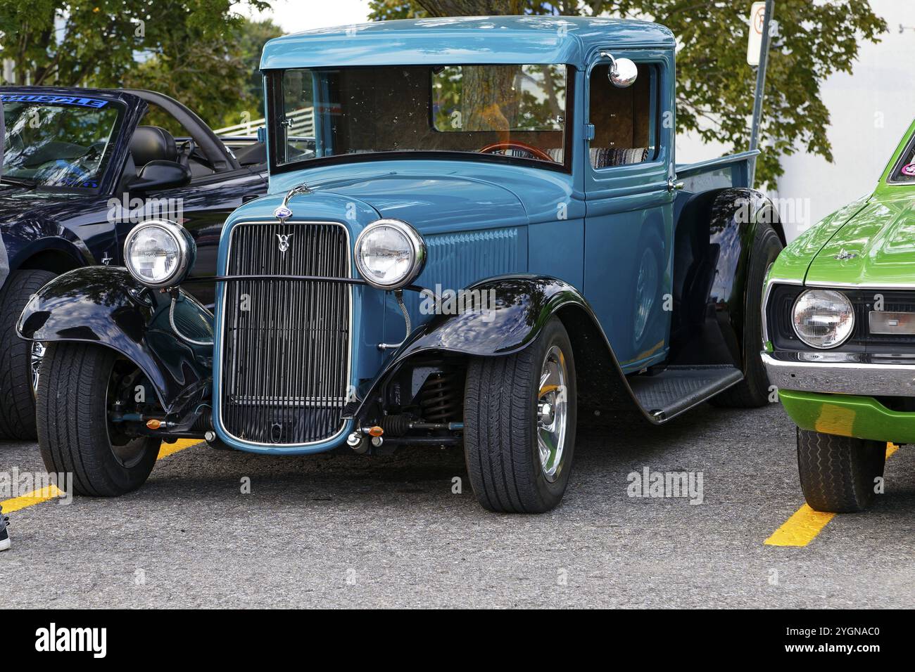 Automobile, car show, blue pickup, custom made vintage car, Province of ...