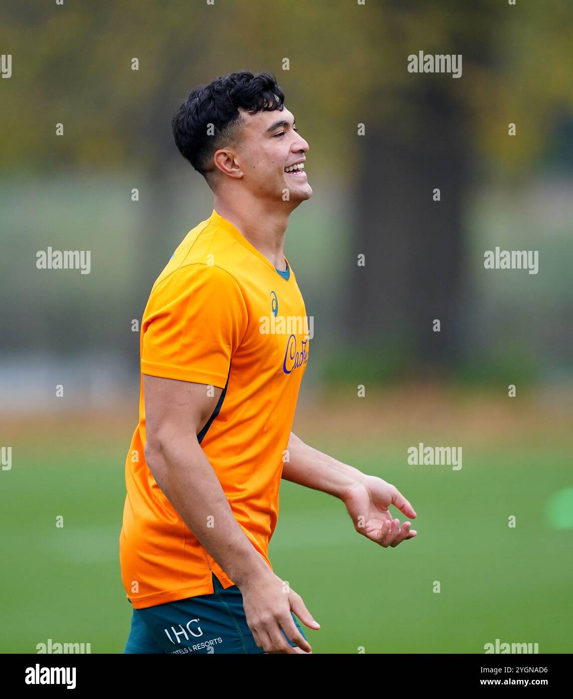 Australia's Joseph-Aukuso Suaalii during a team run at The Lensbury ...