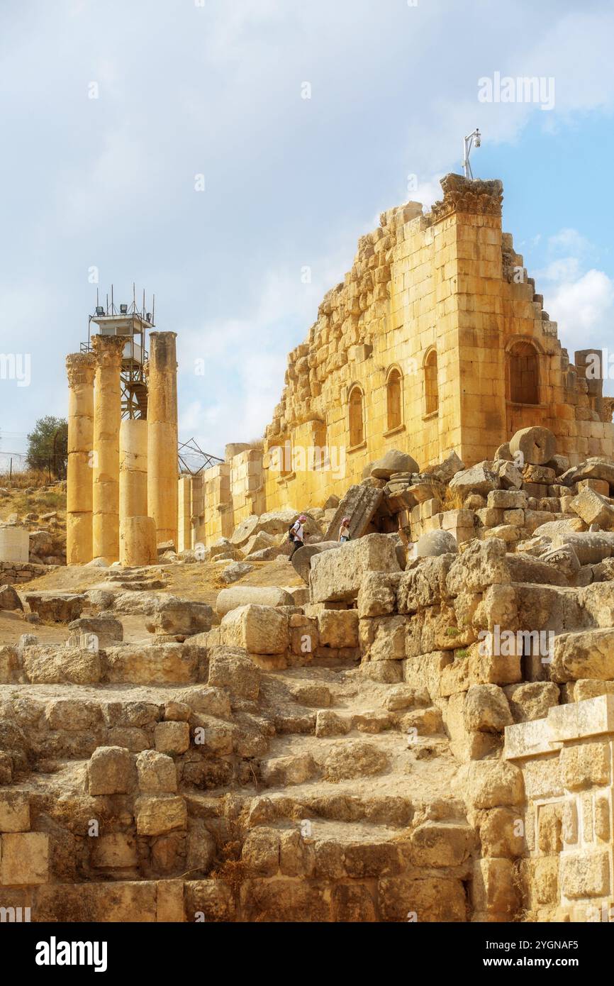 Jerash, Jordan, November 7, 2022: People at the ruins of Temple of Zeus ...