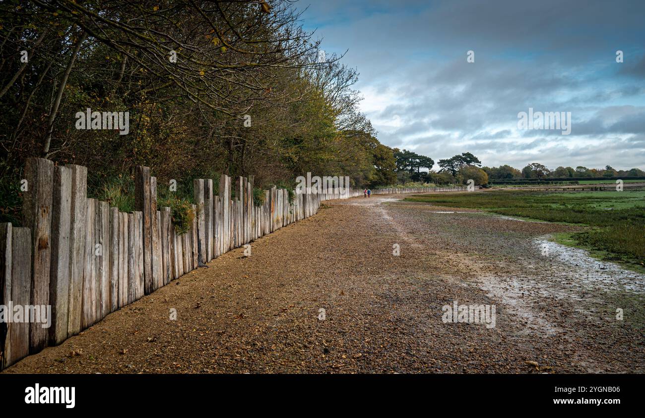 The coastal walk from Langstone harbour to Bedhampton, Hampshire at low ...