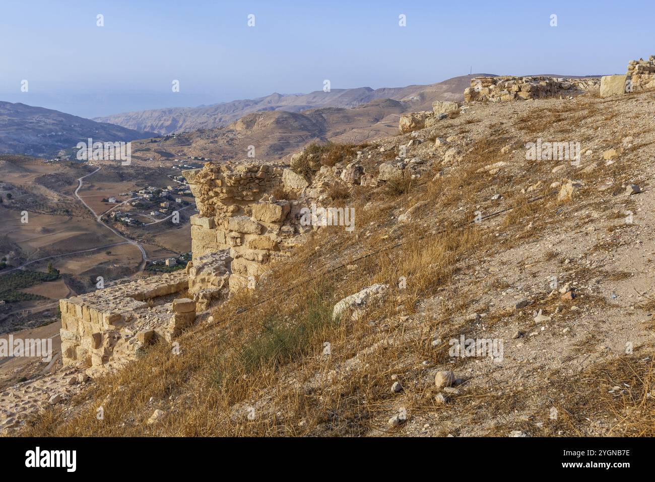 Al Karak, Jordan Medieval Crusaders Castle, city panorama and tourists ...