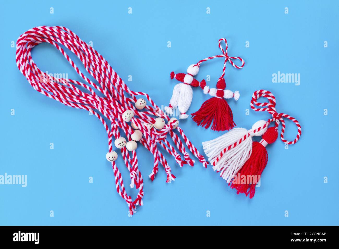 Bulgarian symbols of spring, many different white and red martenitsa on ...