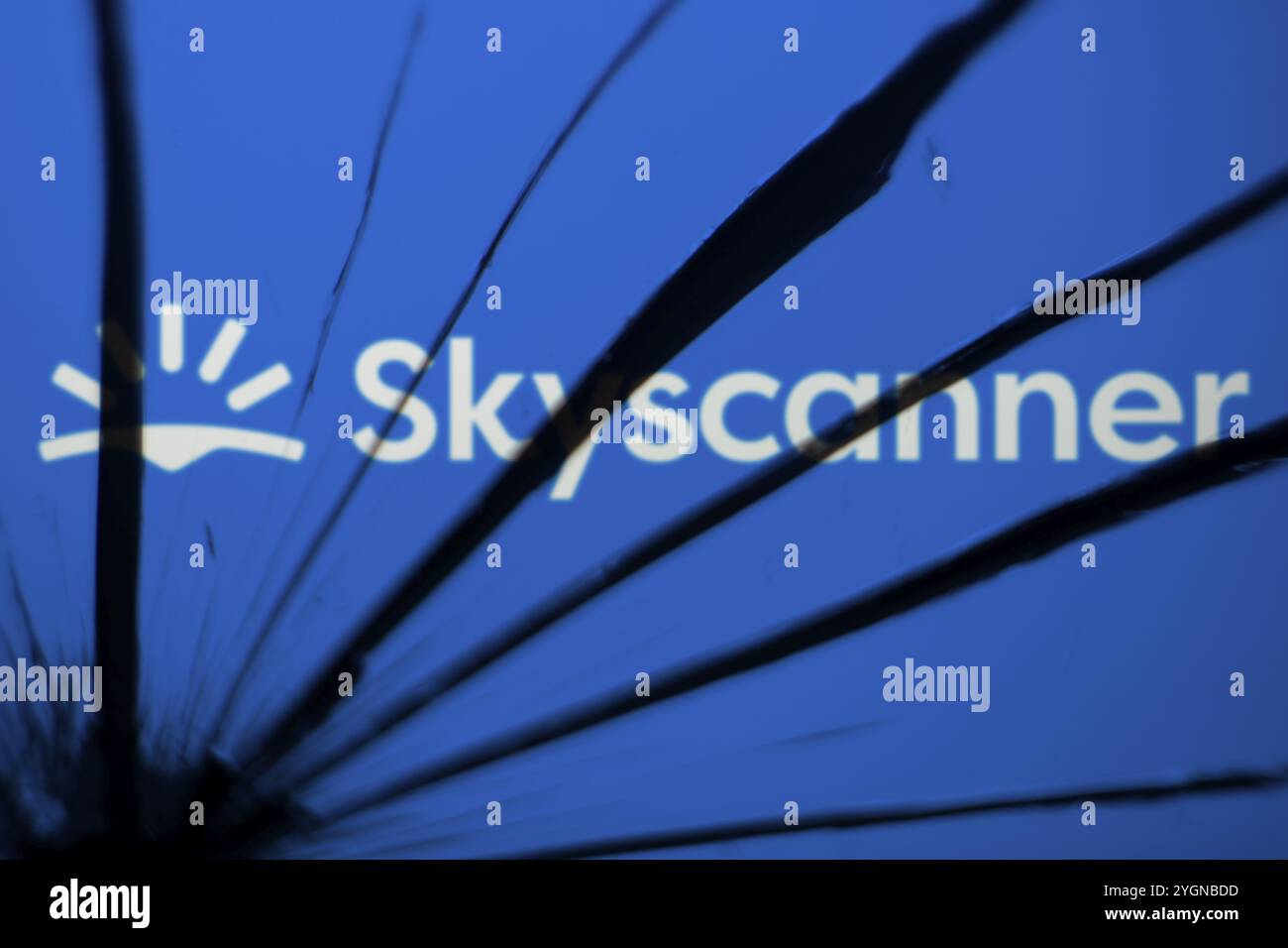 Skyscanner logo is visible on the broken glass. Skyscanner Ltd is a ...