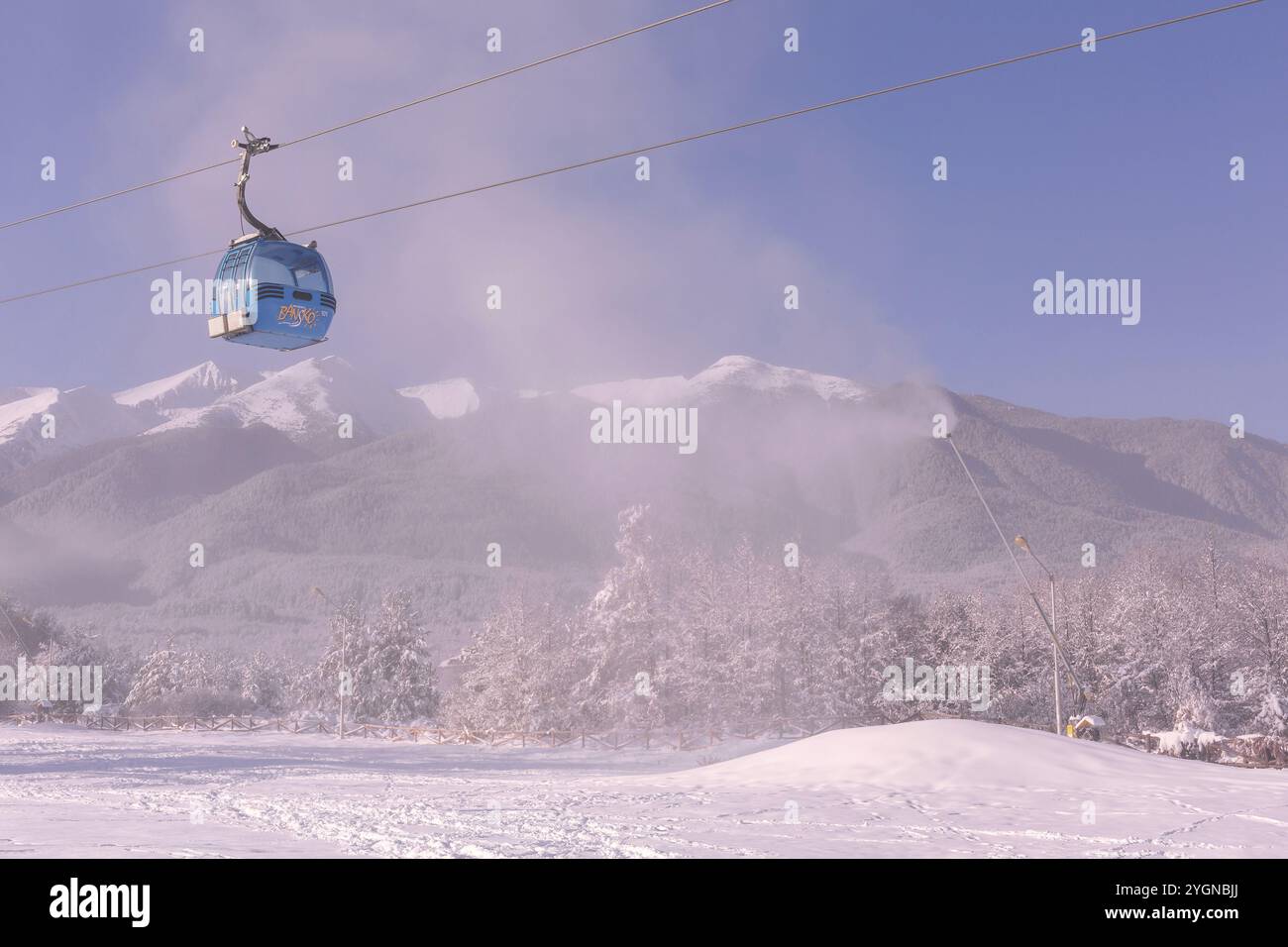 Bansko, Bulgaria, December 5, 2019: Winter ski resort panorama with ...