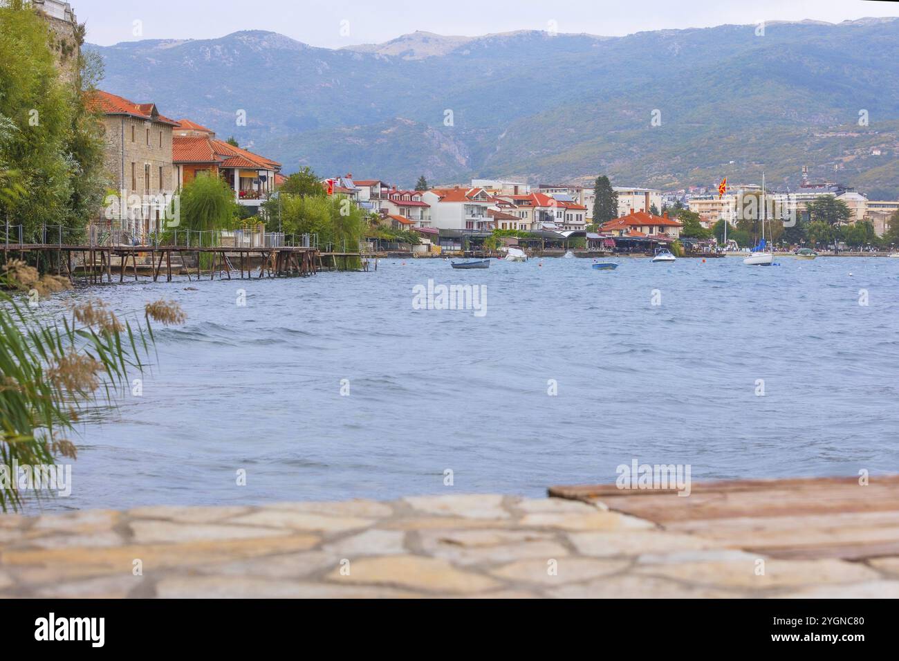 Lake Ohrid and city panoramic view in North Macedonia Stock Photo - Alamy