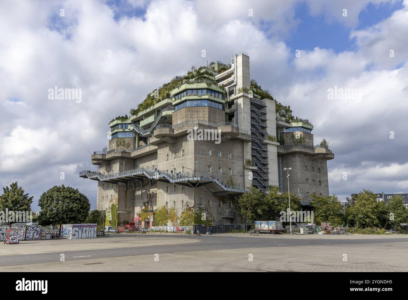 Converted former high-rise flak bunker with green roof and external ...