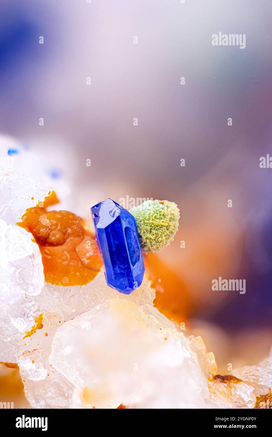 Blue Azurite with Malachite on Quartz. Specimen from Clara Mine ...