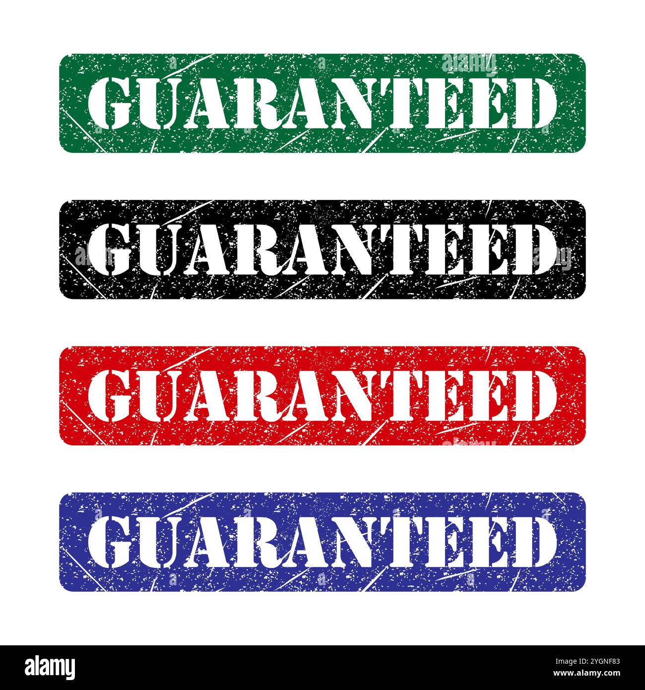 Set of Guaranteed stamp symbol, label sticker sign button, text banner ...