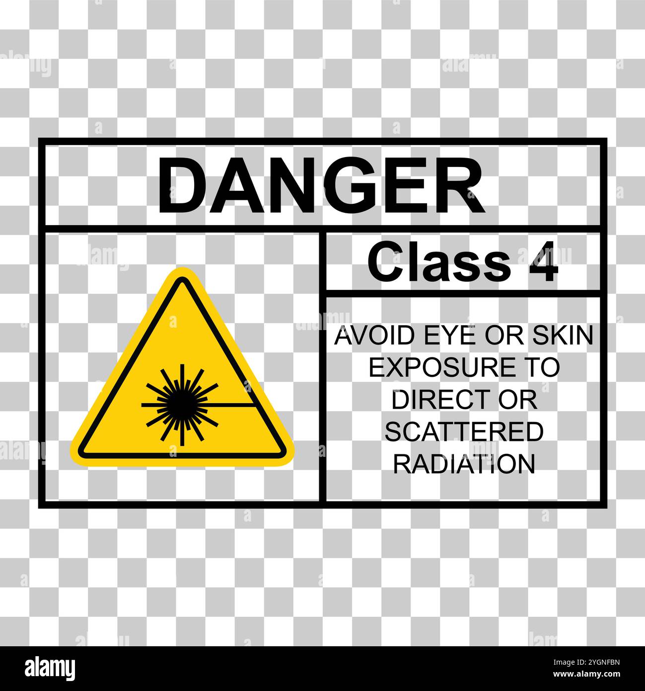 Laser radiation danger class 4 label icon, safety information symbol ...