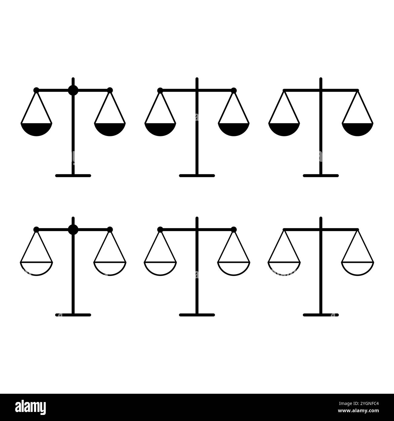 Set of Scale equal icon, lawyer crime web sign, protection balance ...