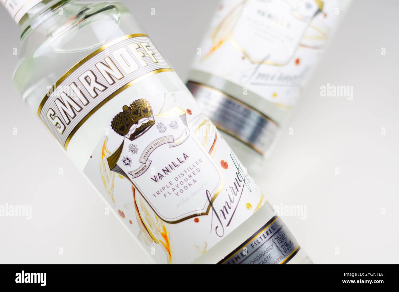 LONDON, UNITED KINGDOM - APRIL 17, 2024 Smirnoff Vanilla Vodka is ...