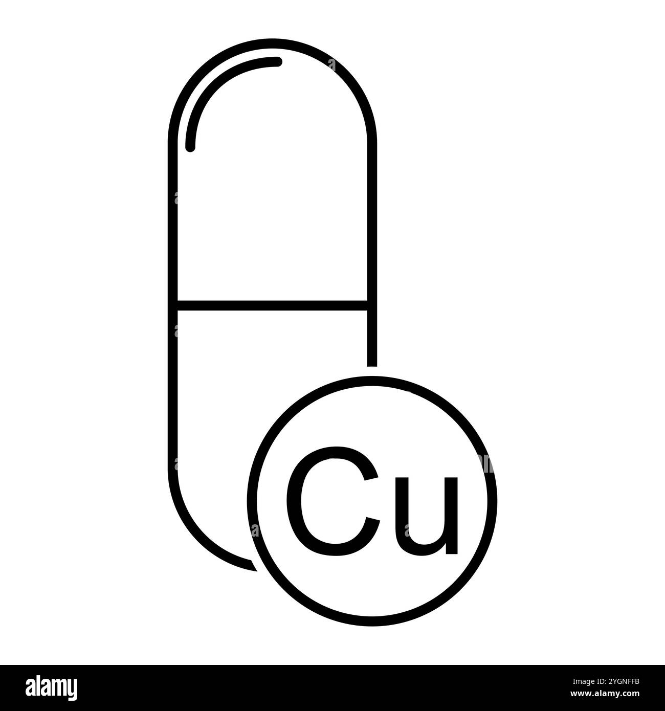 Mineral Cu icon, healthy medicine pill supplement symbol, complex ...