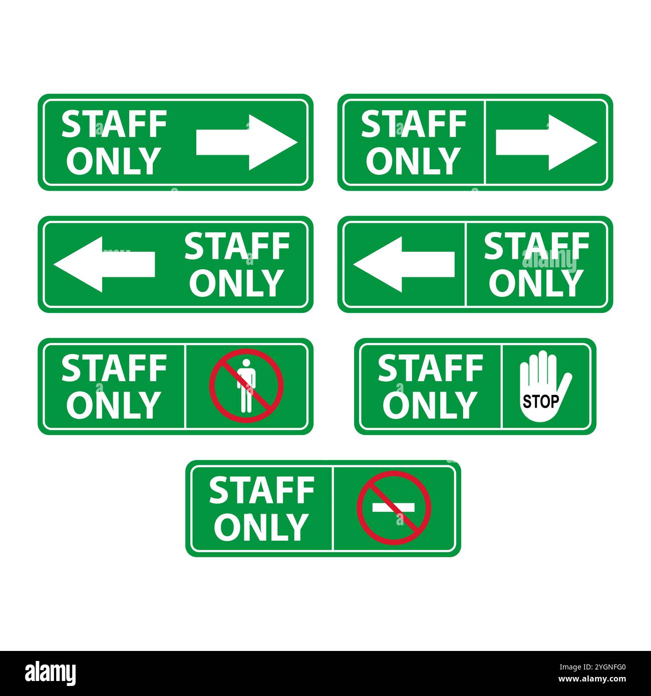 Set of Only staff icon, danger zone symbol, safety entry person sign ...