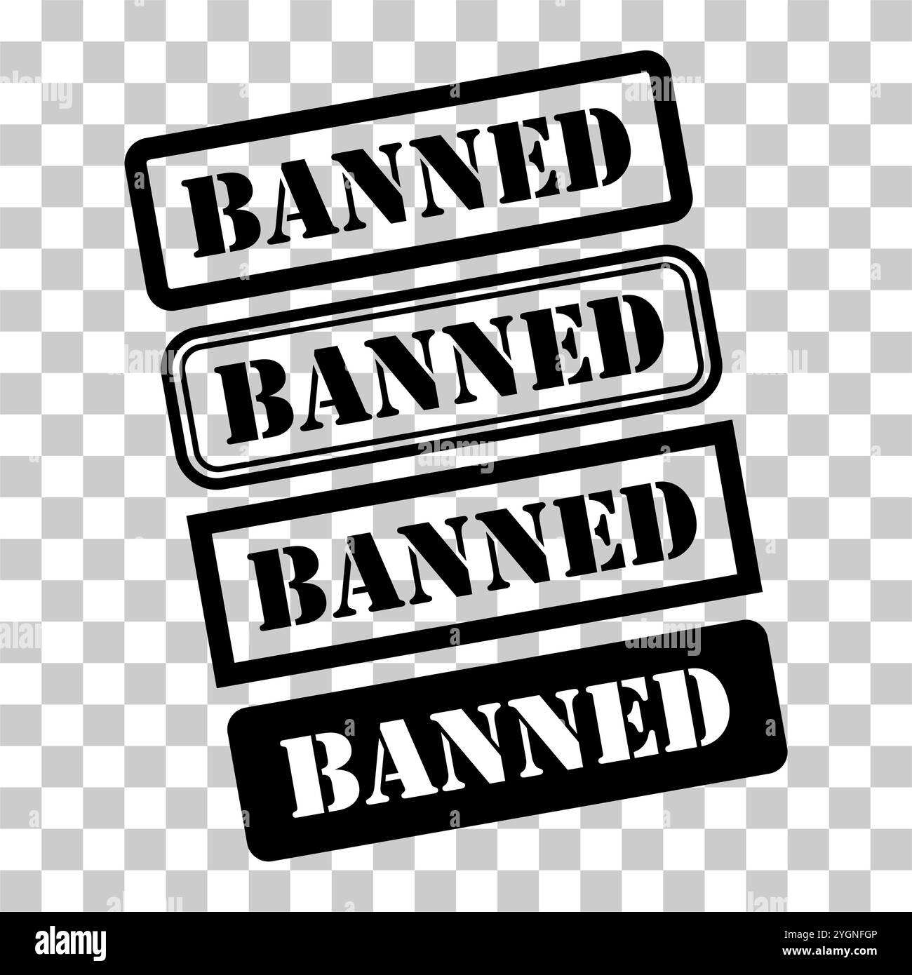Set of Banned stamp symbol, label sticker sign button, text banner ...
