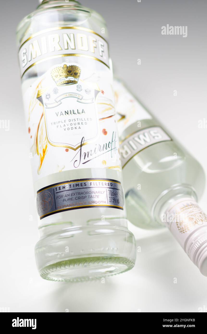 LONDON, UNITED KINGDOM - APRIL 17, 2024 Smirnoff Vanilla Vodka is ...