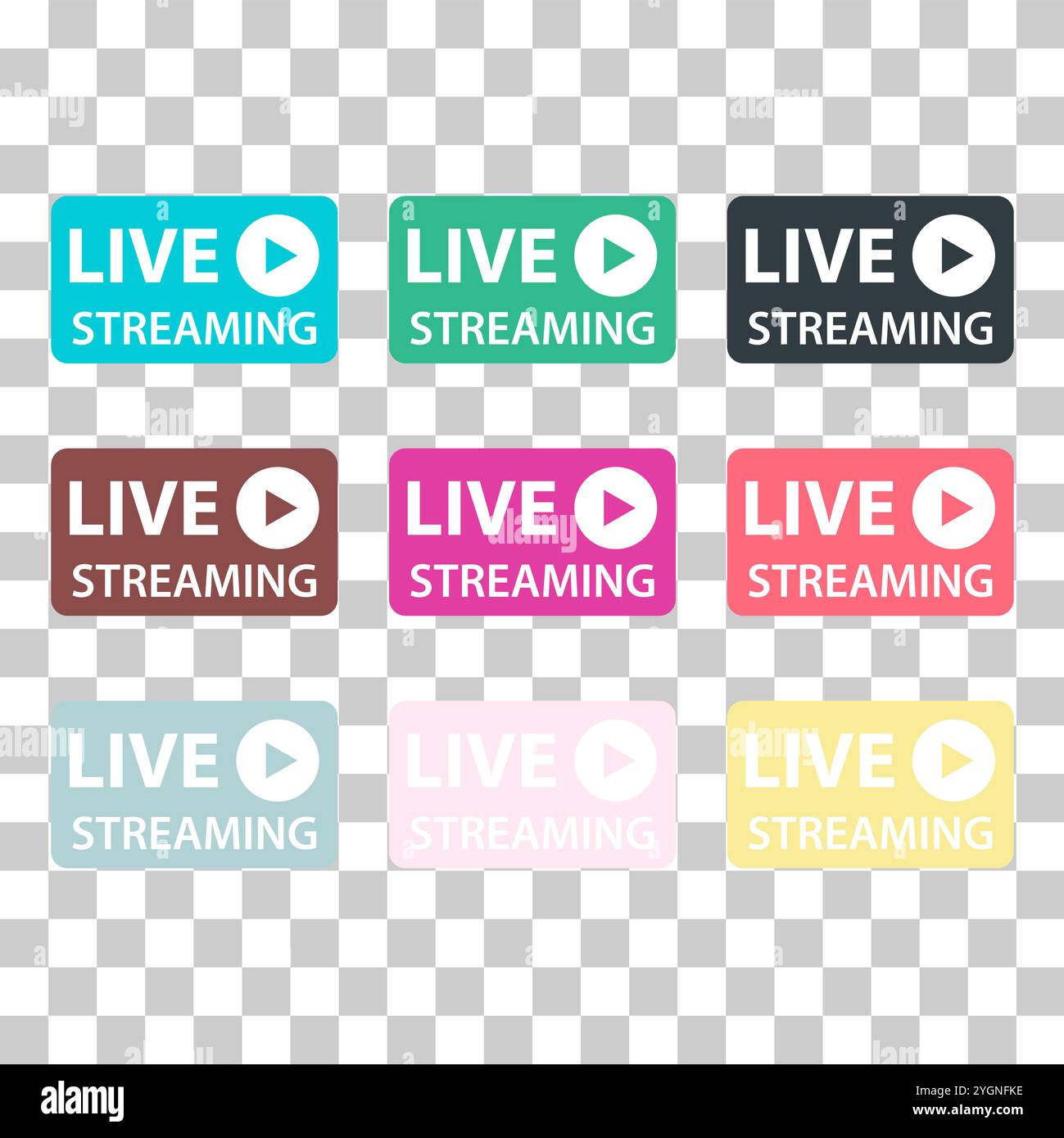 Set of Live streaming icon, stream button design, web player vector ...
