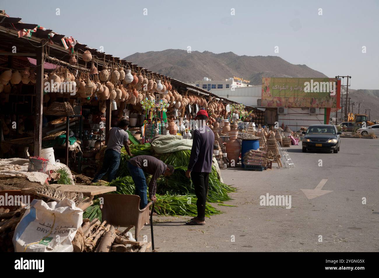 traditional clay pots hanging suq fanja al-hadith fanja oman middle ...
