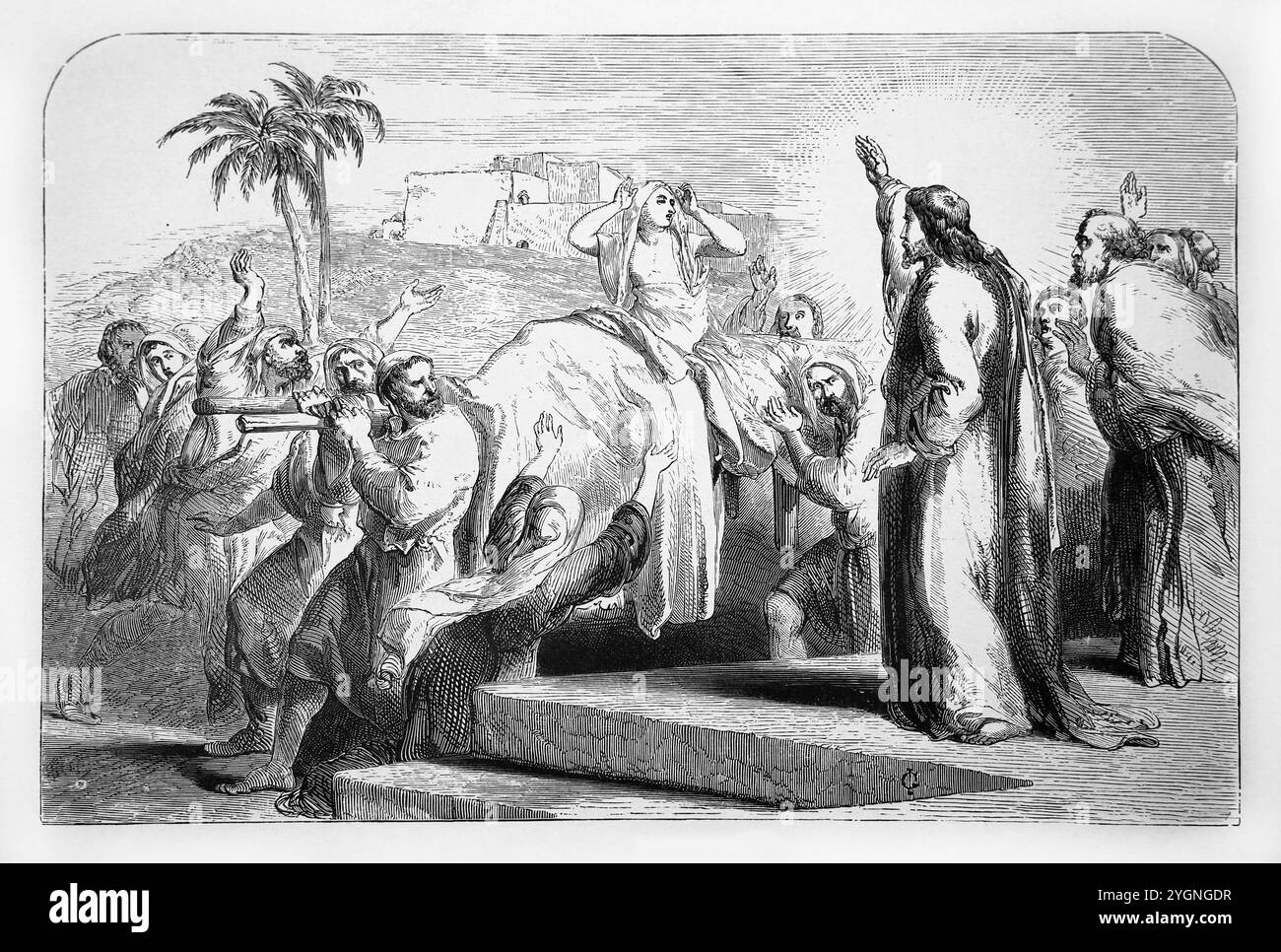 Illustration of Christ Raising the Widow Nain's Son (Gospel of Luke ...