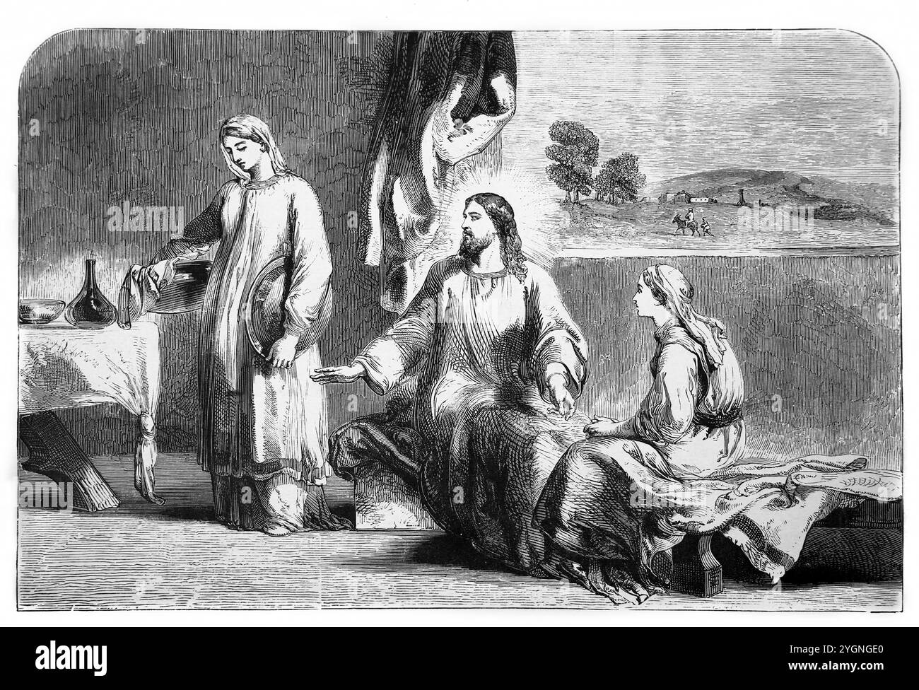 Illustration of Jesus at the House of Martha and Mary - Martha ...