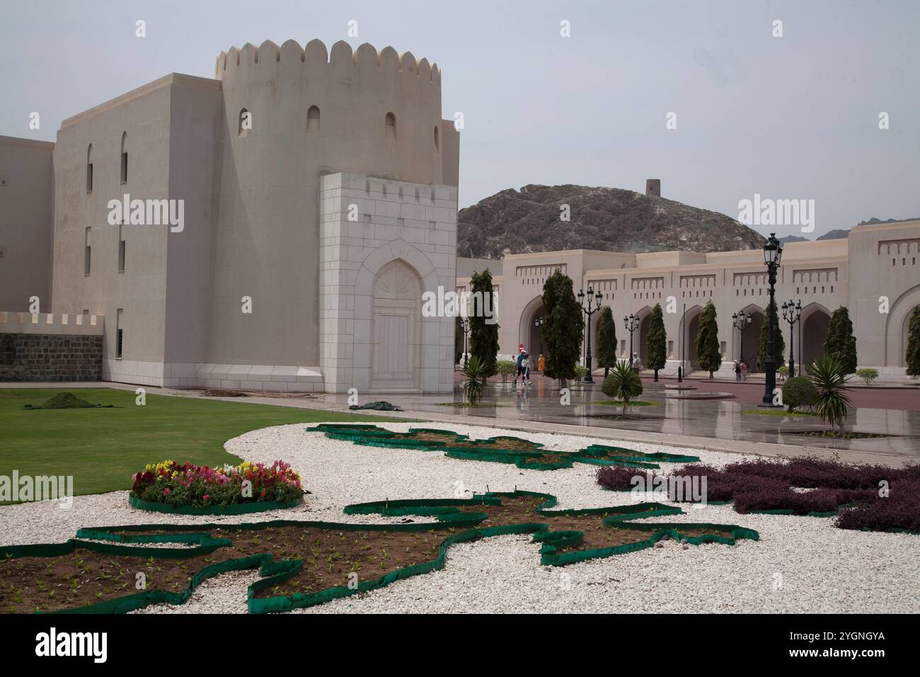 buildings and gardens in front of al alam palace old muscat oman middle ...