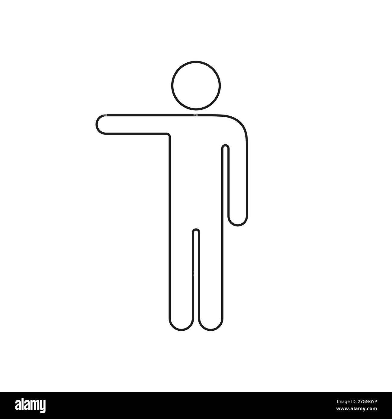 Man Pointing to Left with Arm Outstretched Line Icon. Human Body ...