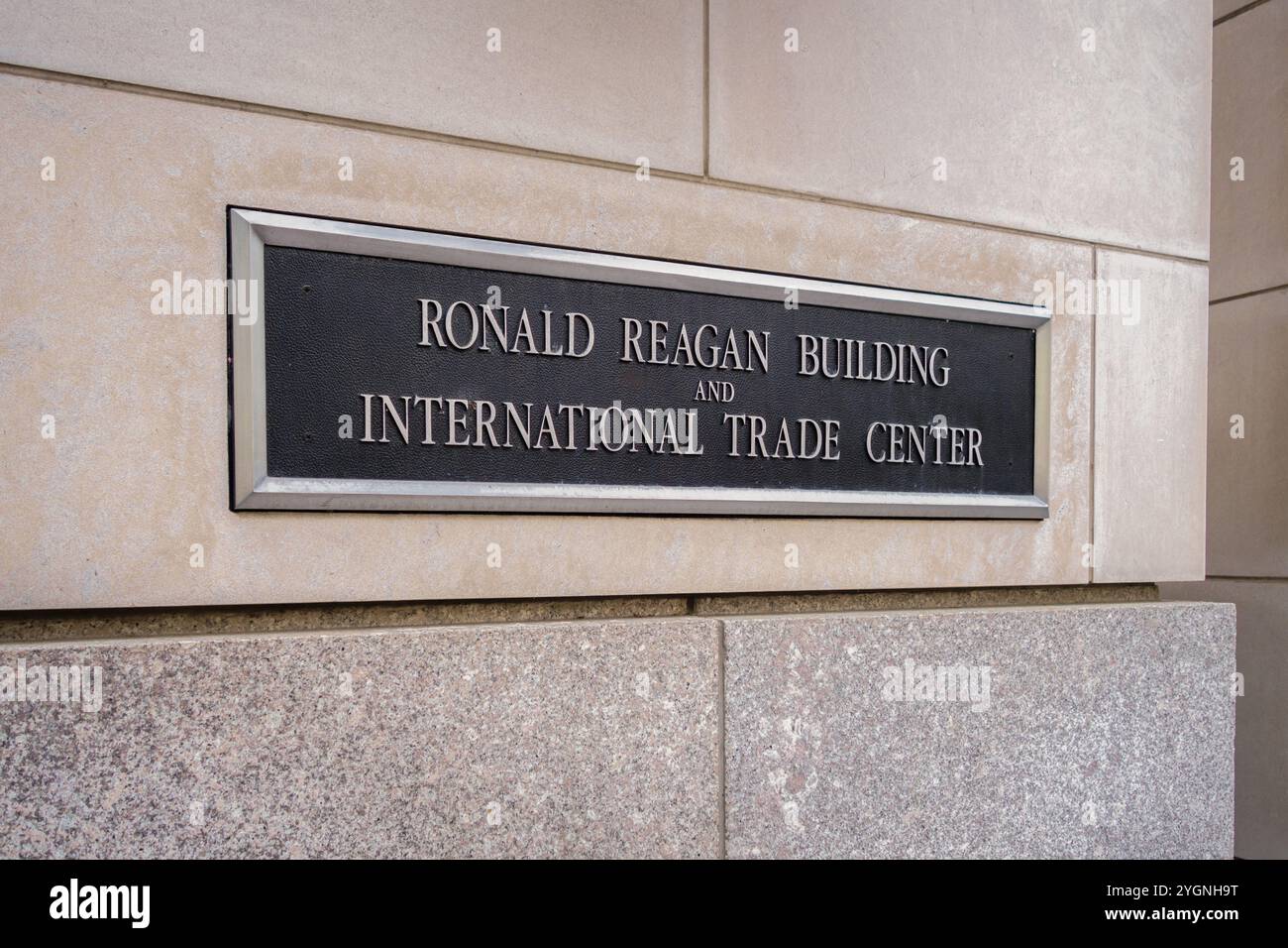 Washington, DC-USA-April 29, 2024: Sign at the Ronald Reagan Building ...