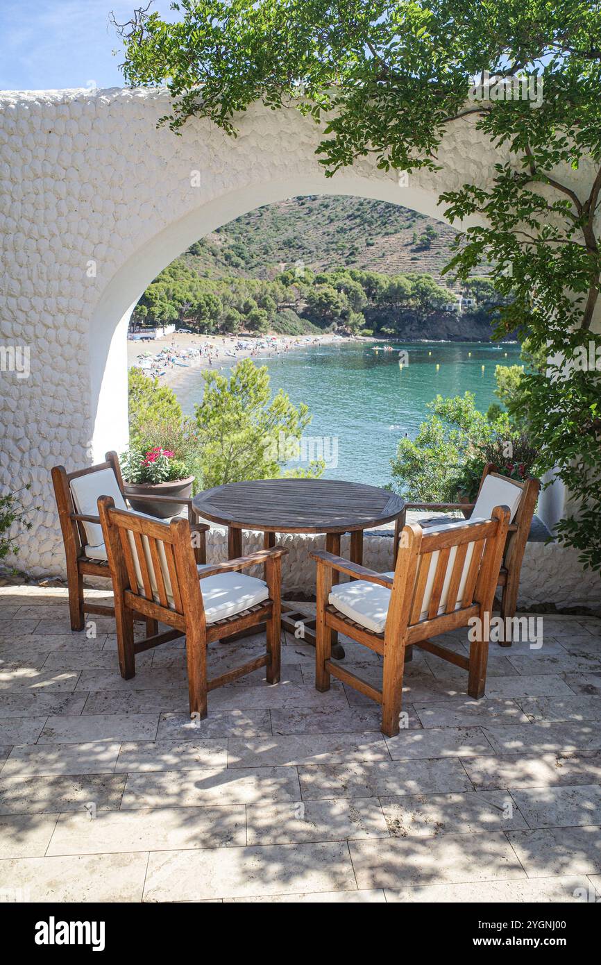Roses, Spain - 9 Aug, 2024: Tables on the terrace at El Bulli ...
