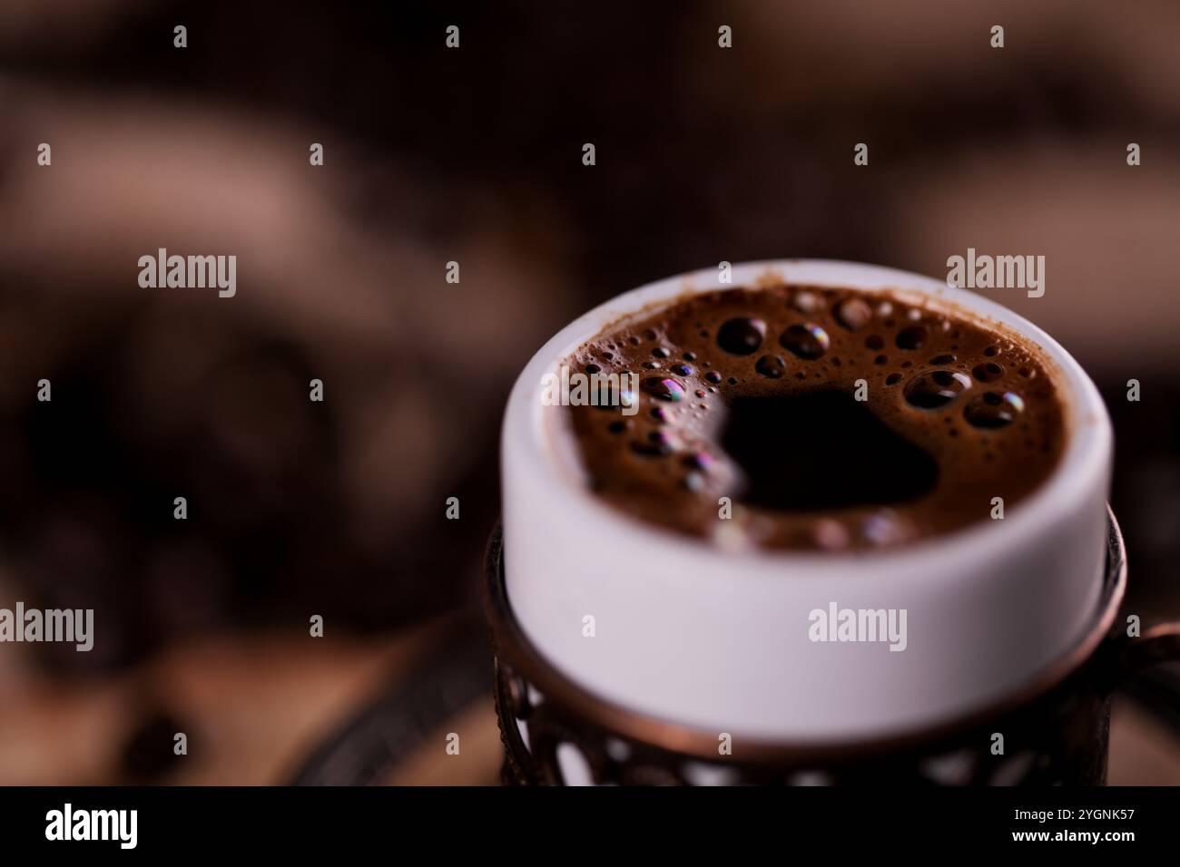 Gaziantep, Turkey. Coffey beans and traditional cups of coffee in a ...