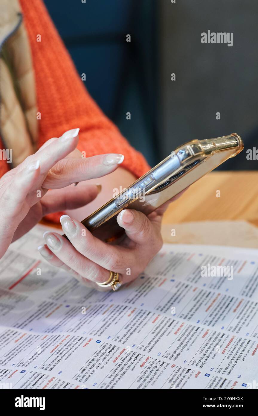 Womans fingers on touchscreen smartphone hi-res stock photography and ...