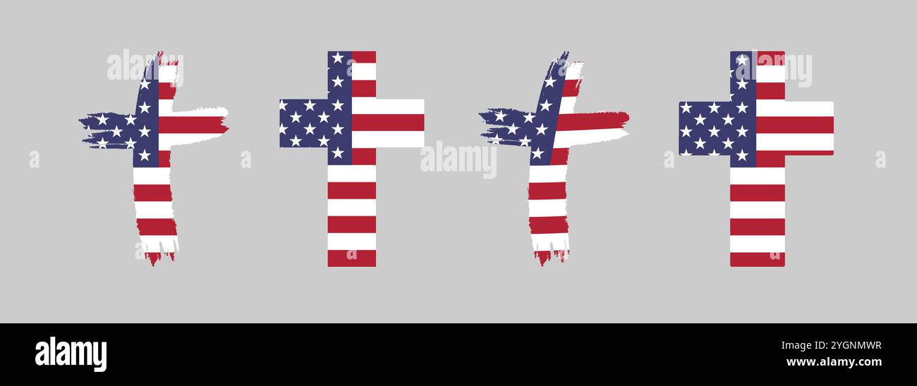 Christian cross us flag Stock Vector Images - Alamy