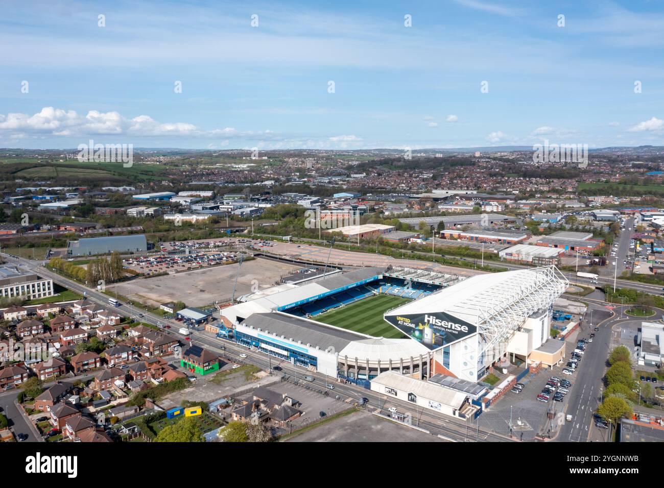 Leeds UK, 4th May 2022: Aerial photo of the famous Elland Road football ...