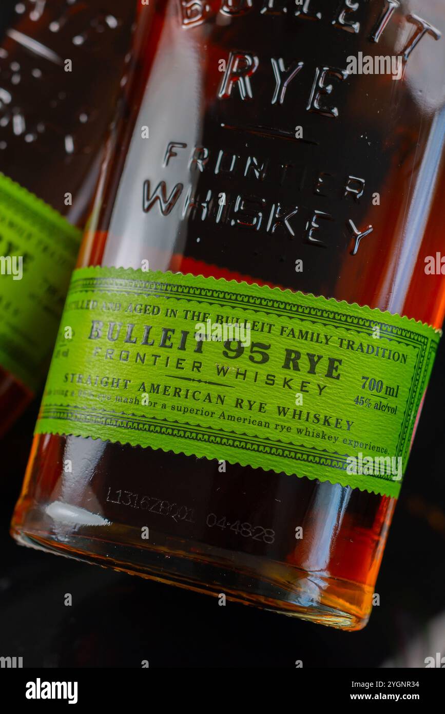 LONDON, UNITED KINGDOM - JUNE 12, 2024 Award-winning Bulleit 95 Rye ...