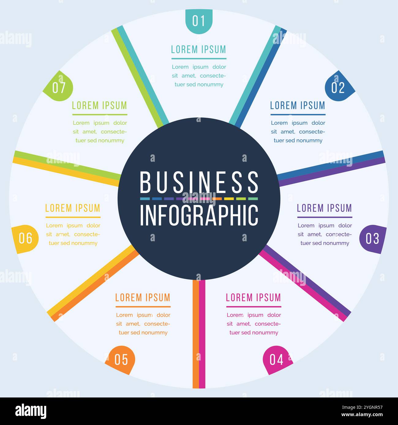 Circle business Infographic design 7 steps, objects, elements or ...