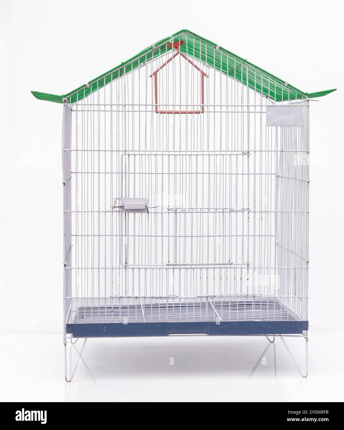 Empty bird metal cage on white isolated background Stock Photo - Alamy