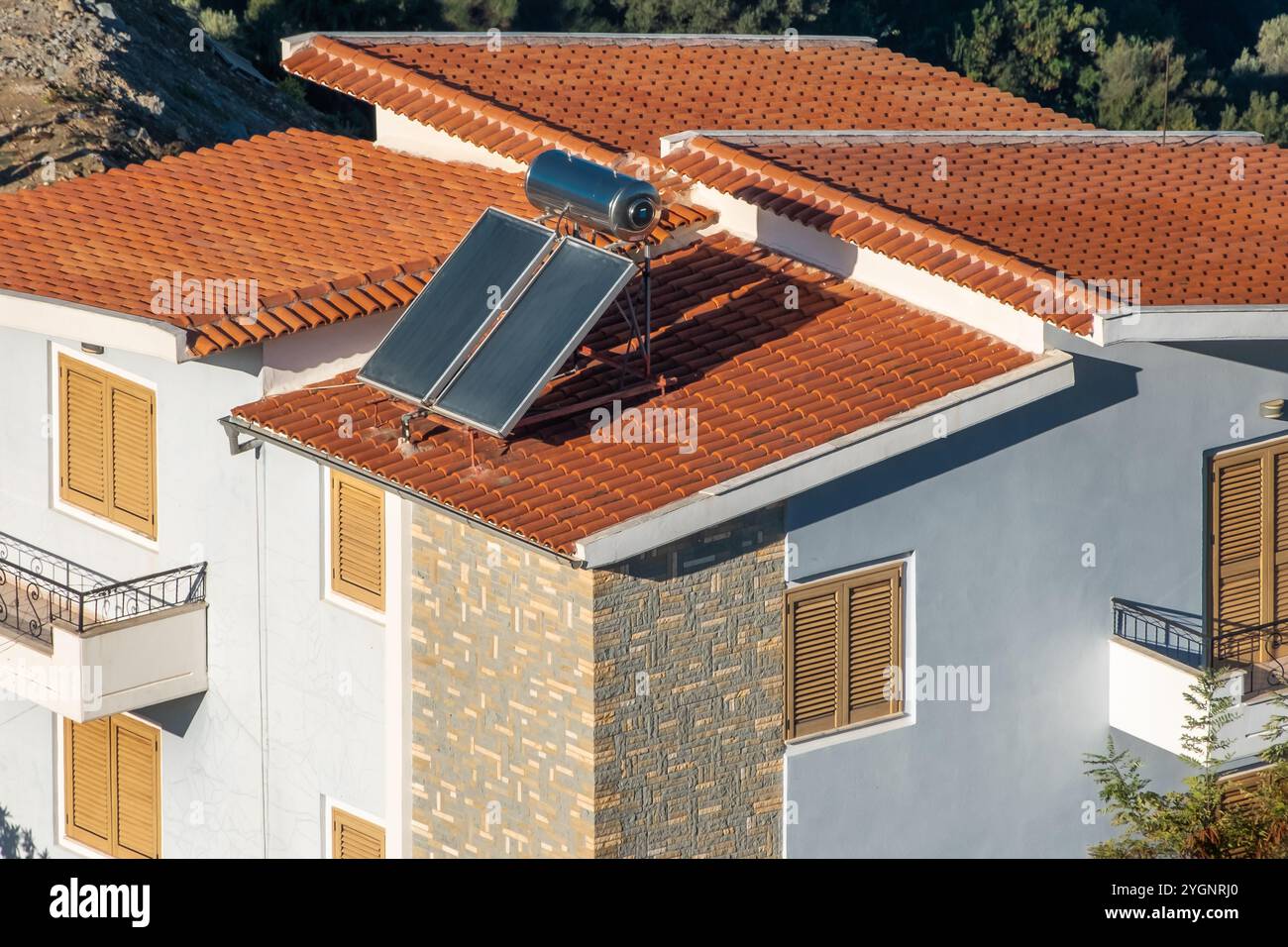 Solar Panel Energy System on Roof of Private House. Solar Panel on The ...