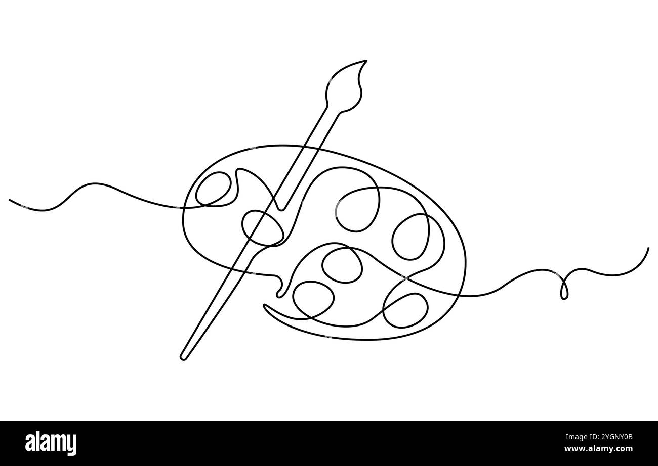 Color Palette Line art drawing, Color Palette Line Icon with Editable ...