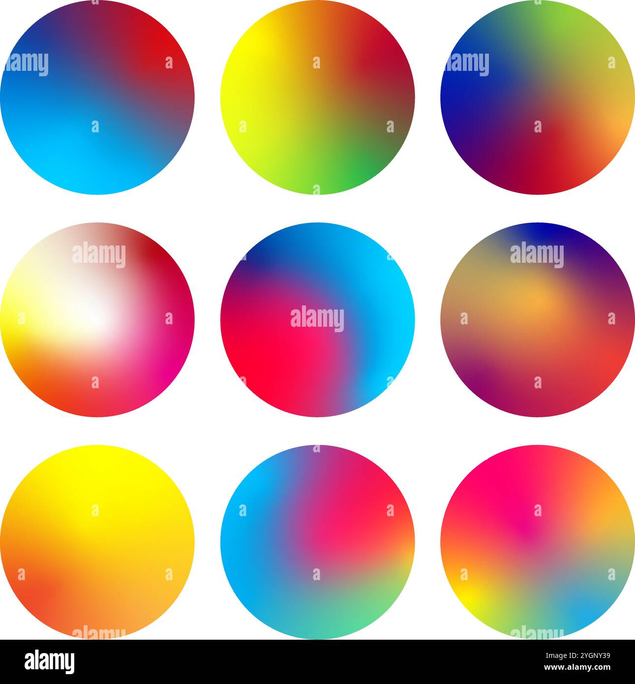 Rounded holographic gradient sphere button. colorful round buttons or spheres. Vector ...
