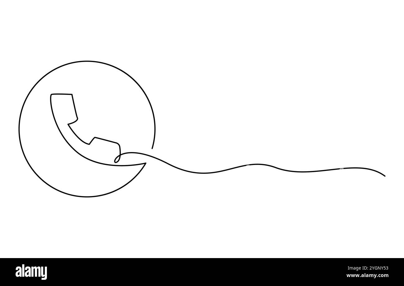 Phone continuous one line drawing of outline vector illustration Stock ...