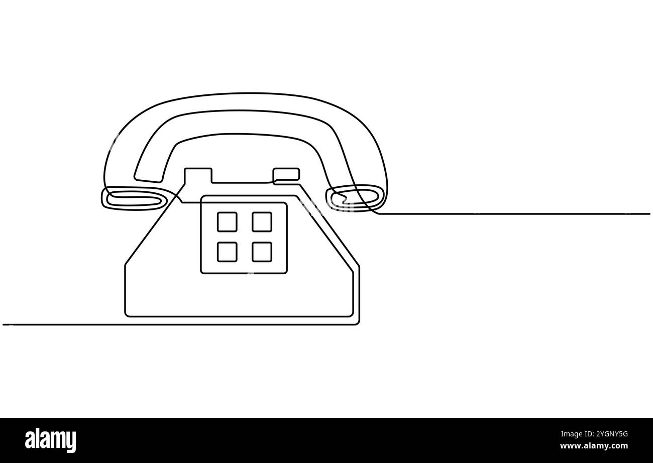 Phone continuous one line drawing of outline vector illustration Stock ...