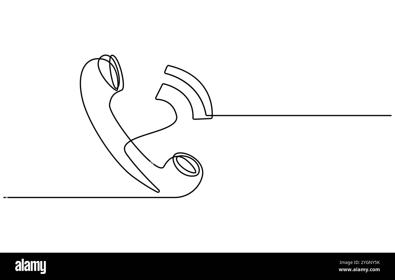 Phone continuous one line drawing of outline vector illustration Stock ...