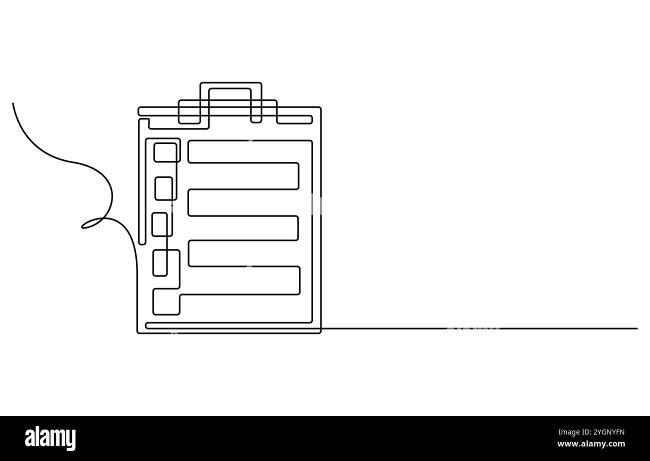 One continuous line drawing of Clipboard with checklist. isolated on ...