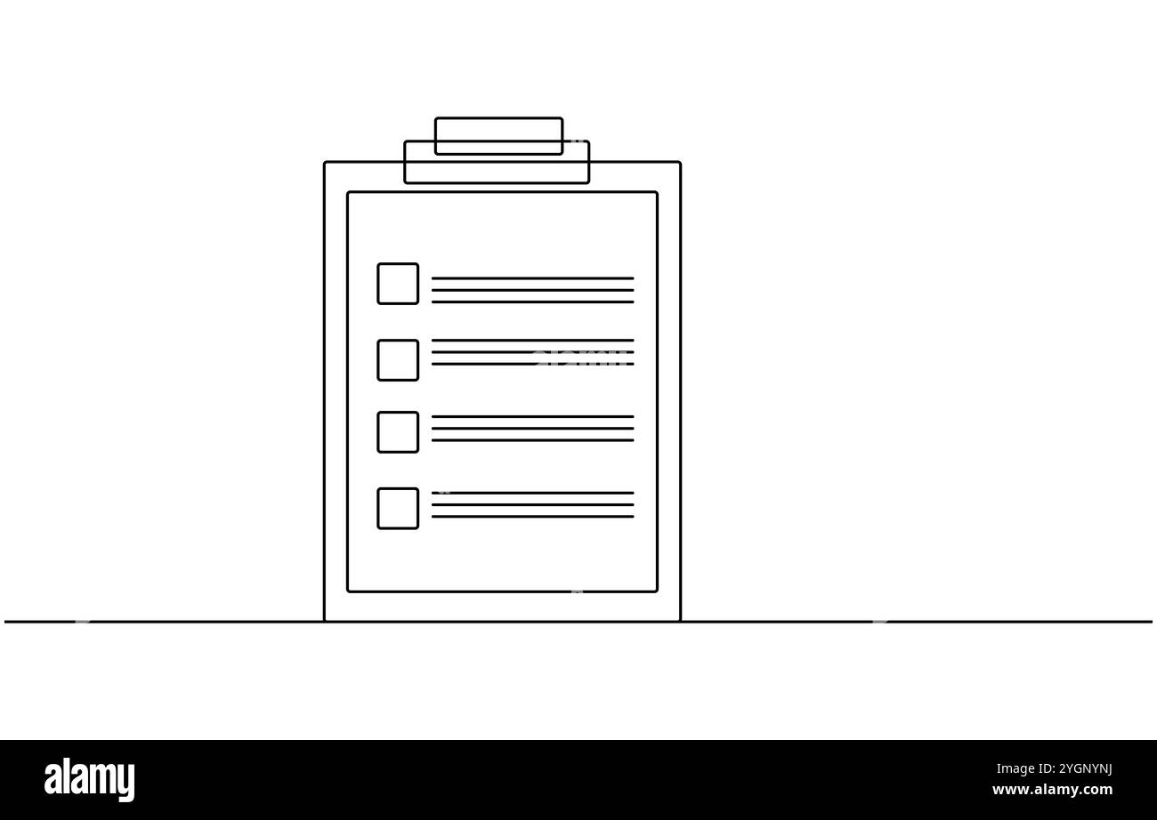 One continuous line drawing of Clipboard with checklist. isolated on ...