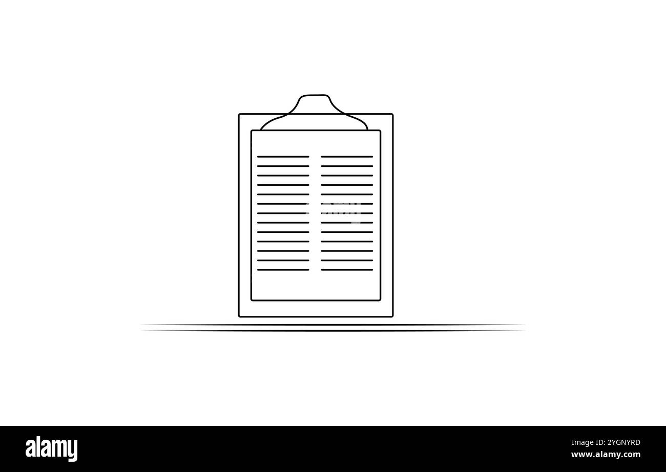 One continuous line drawing of Clipboard with checklist. isolated on ...