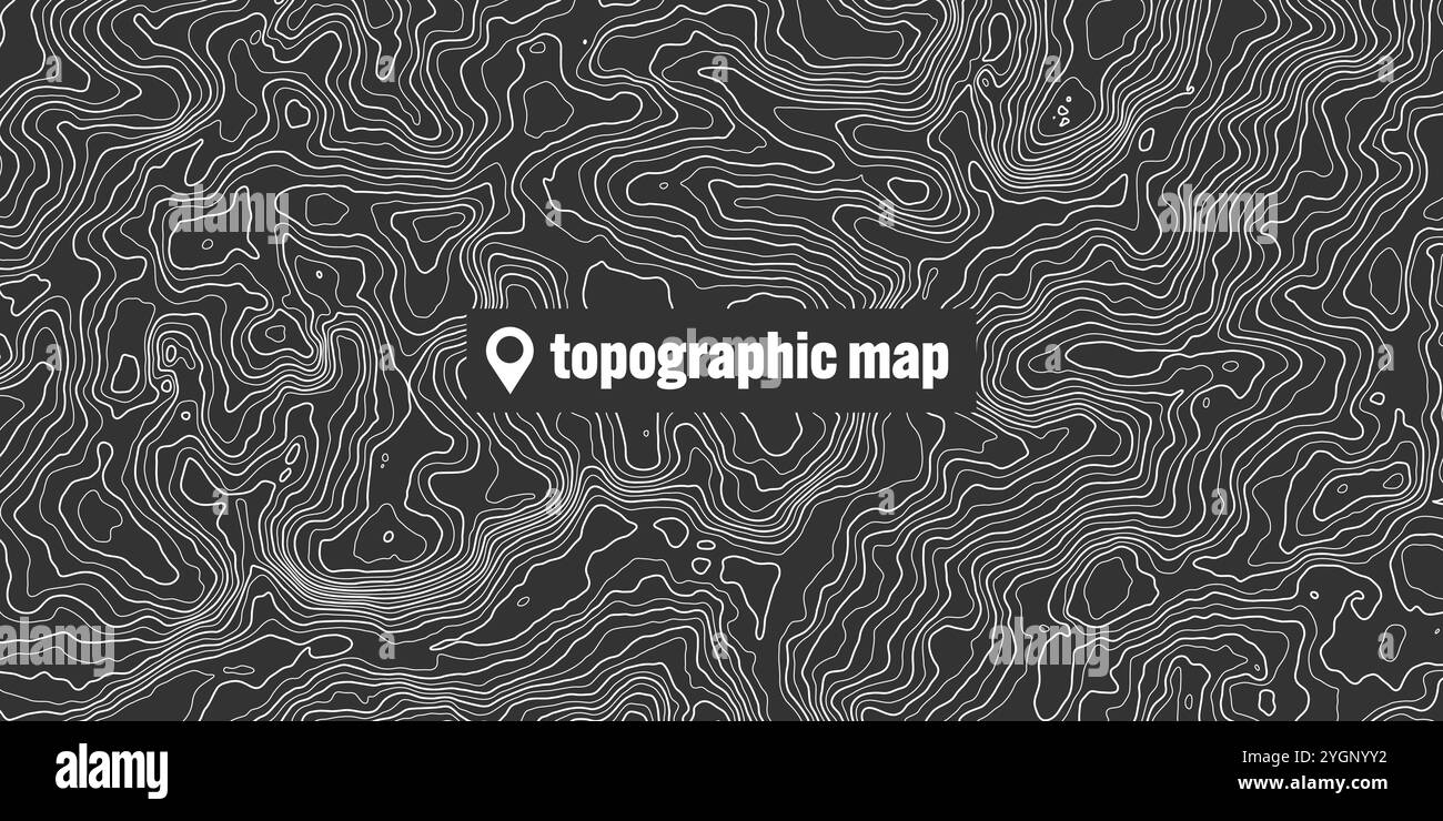 Topographic map with contour lines. Geographic terrain grid, relief ...