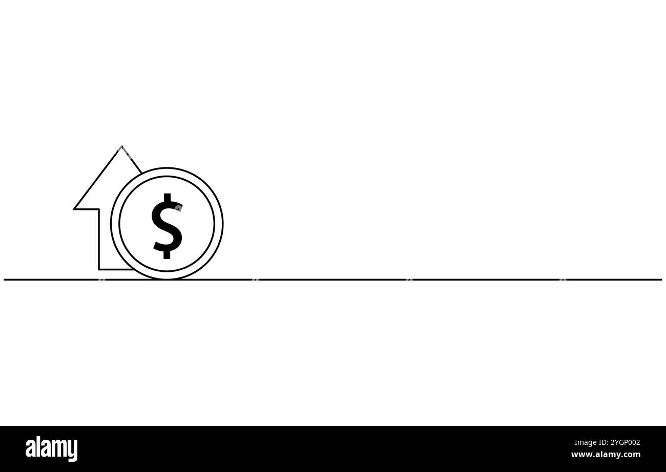 Single continuous line drawing us dollar coin. Country currency ...
