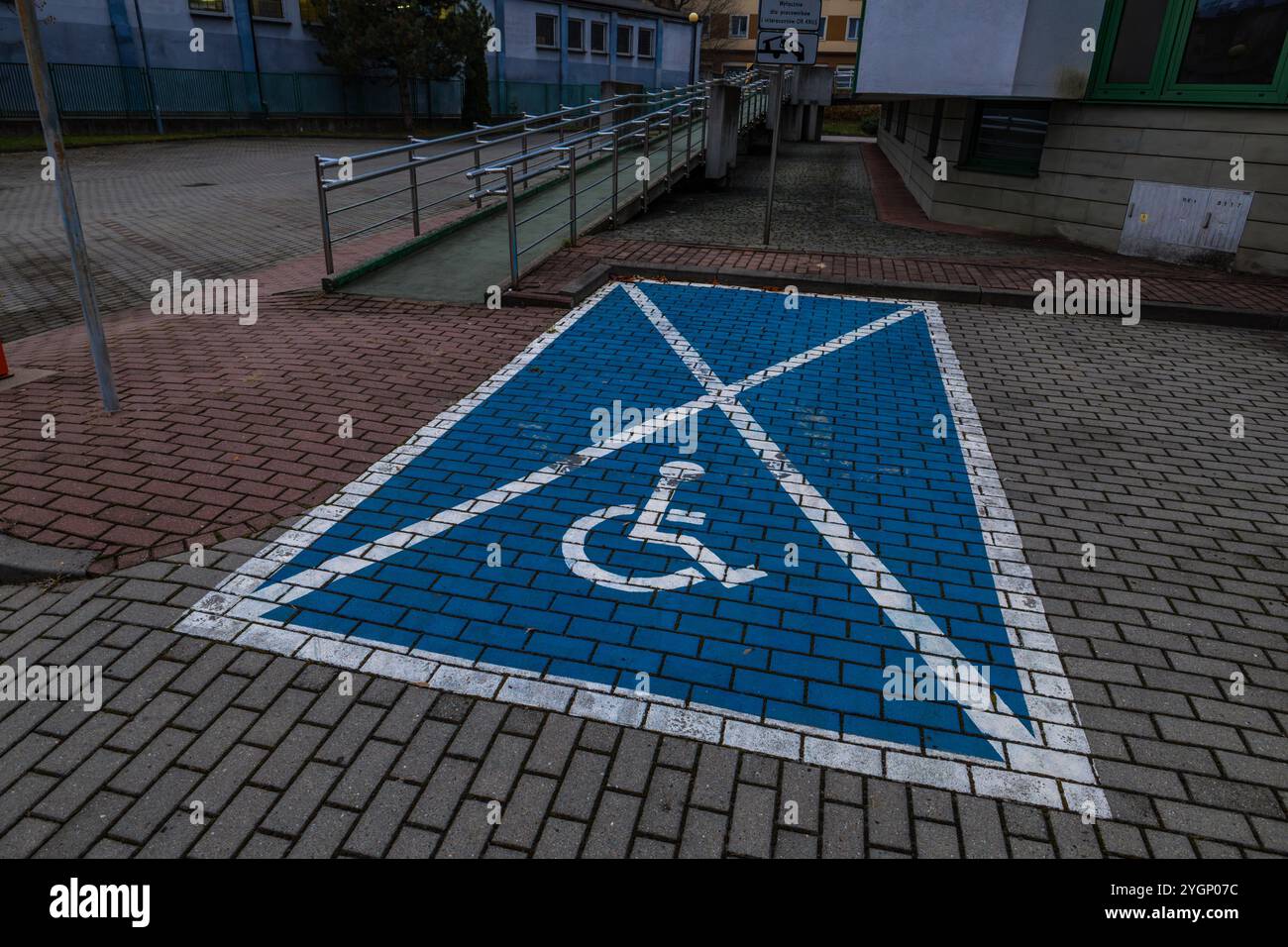 Parking spaces for disabled people, wheelchair ramp, architectural ...