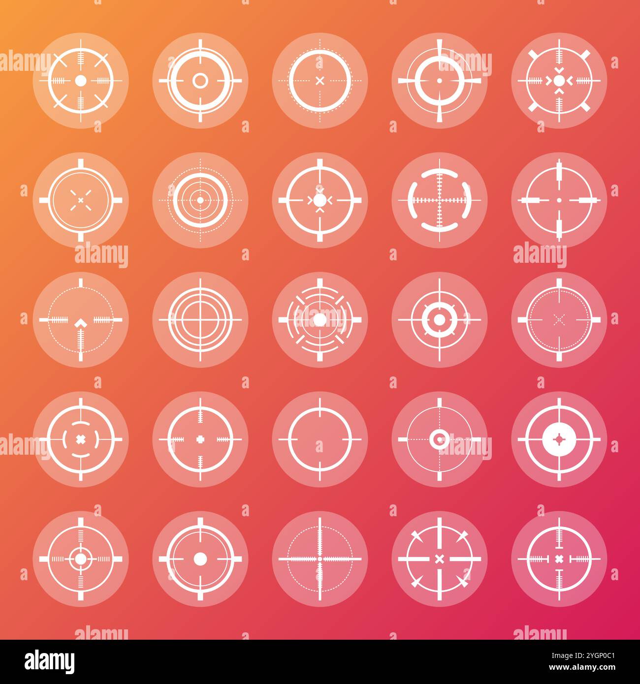 Colorful sniper rifle sights, weapon optical scope crosshair. Hunting ...