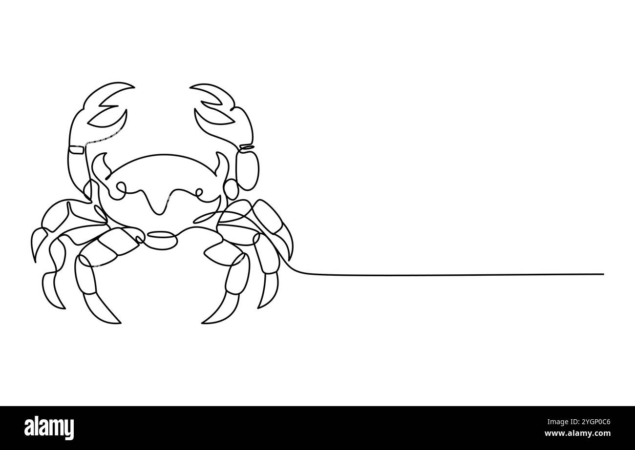 Crab icon line continuous drawing vector. One line Arthropod crab icon ...