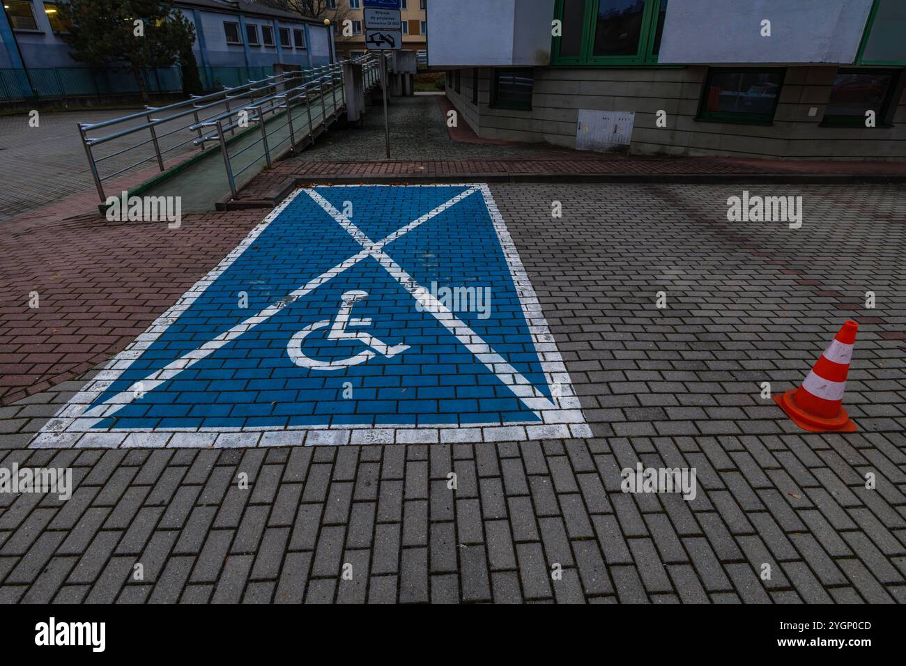 Parking spaces for disabled people, wheelchair ramp, architectural ...