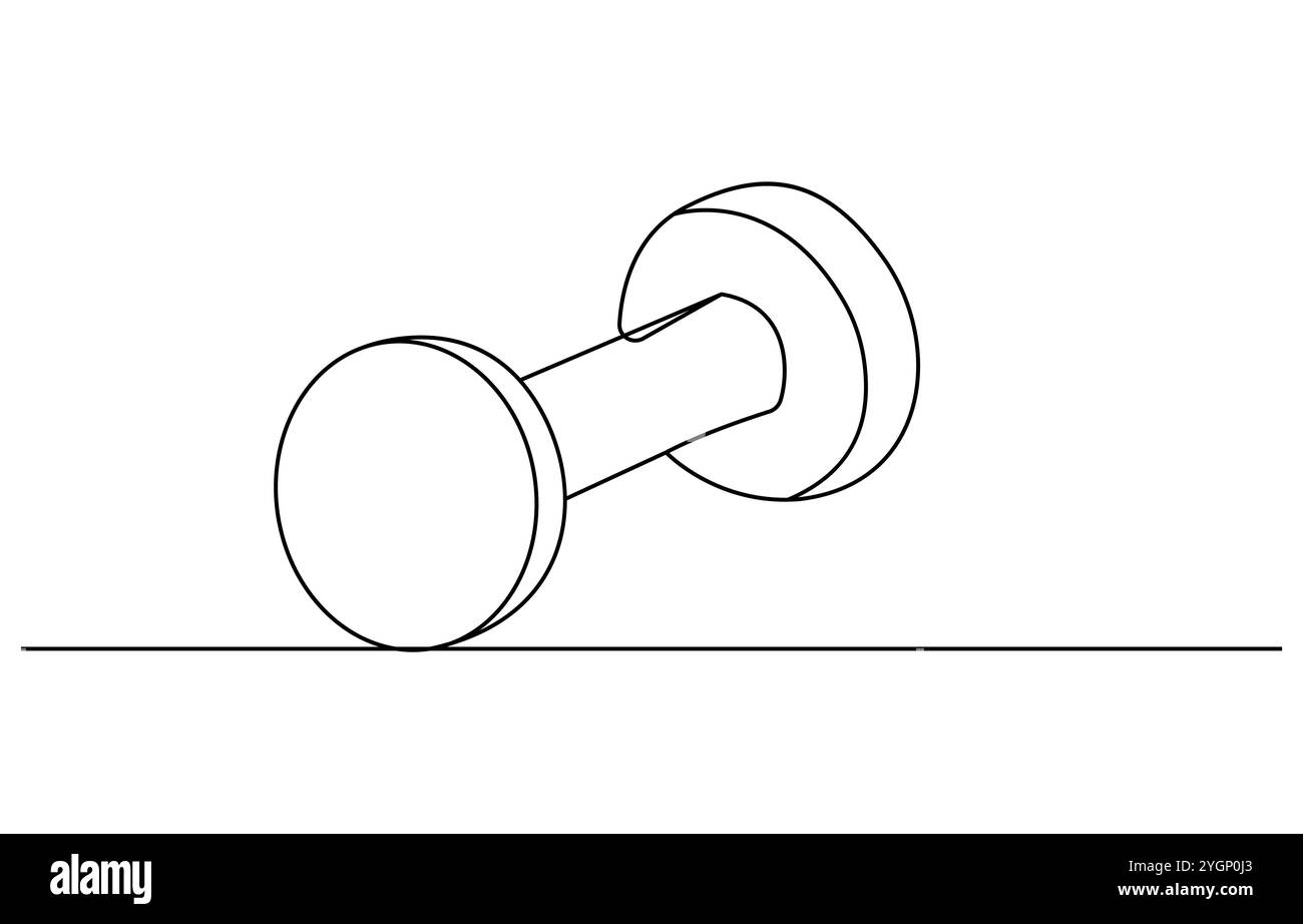 Barbel in one continuous single line art drawing style Gym fitness ...